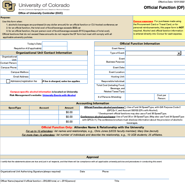 Mastering the art of completing your CU official function form | Campus Controller's Office ...